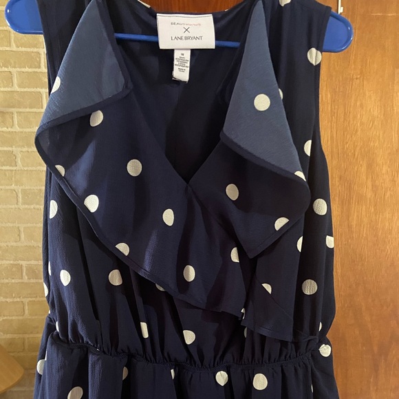 Lane Bryant | Dresses | Sleeveless Blue Polka Dots Swing Dress With ...
